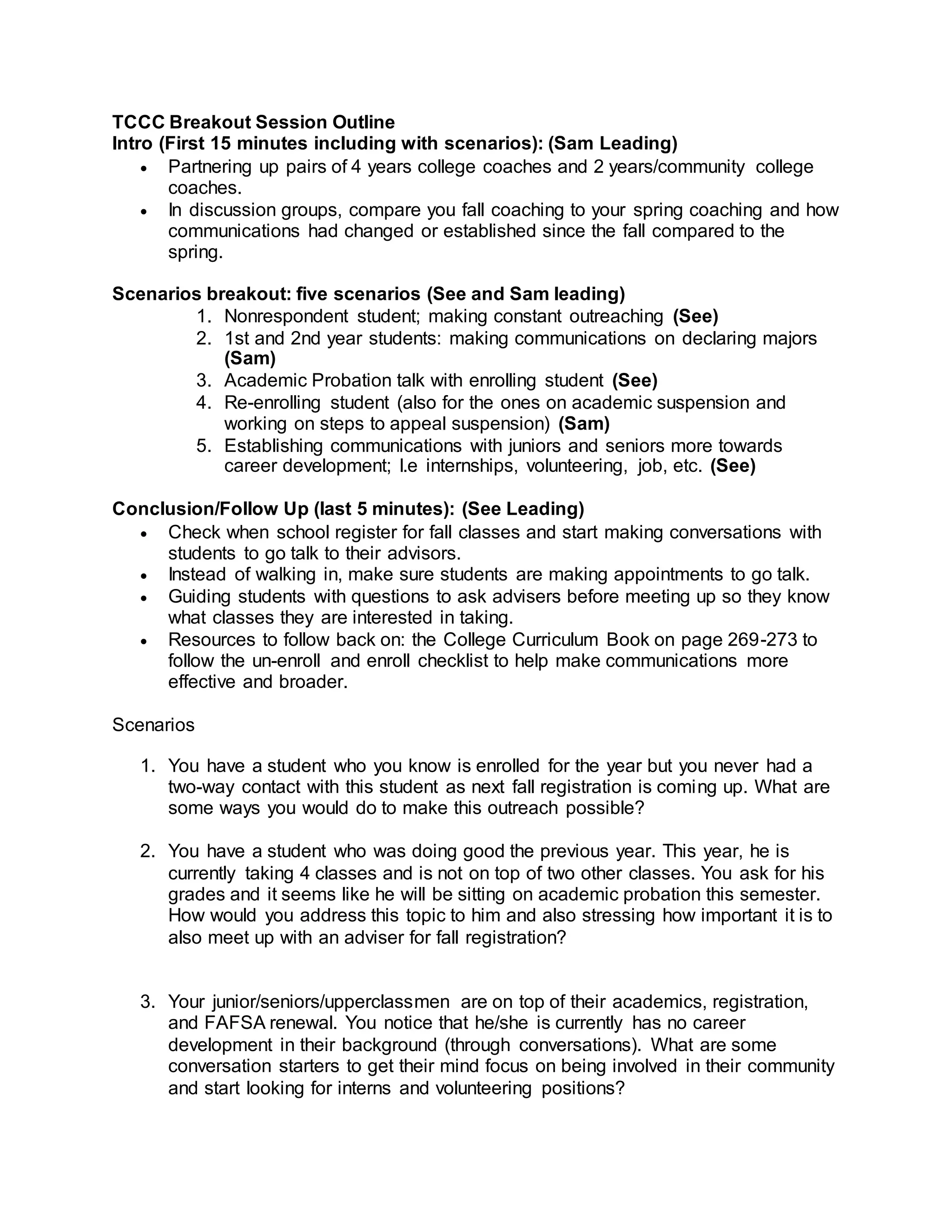 TCCC Breakout Session Outline | PDF