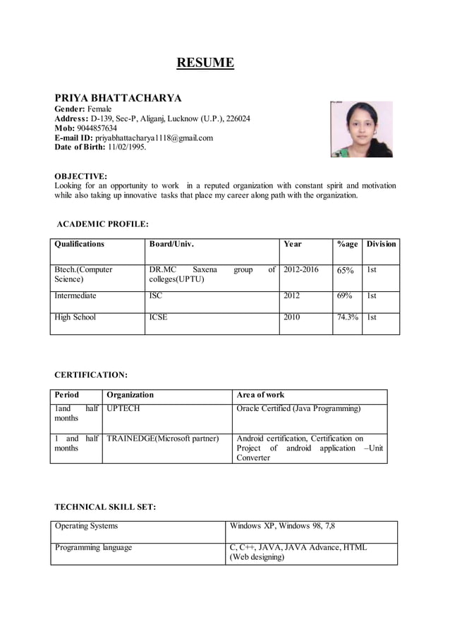 RESume priya | PDF