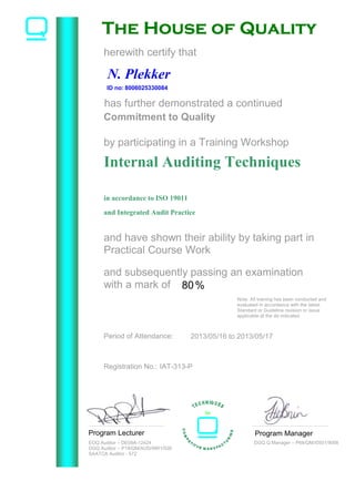 Internal Auditing Cert | PDF