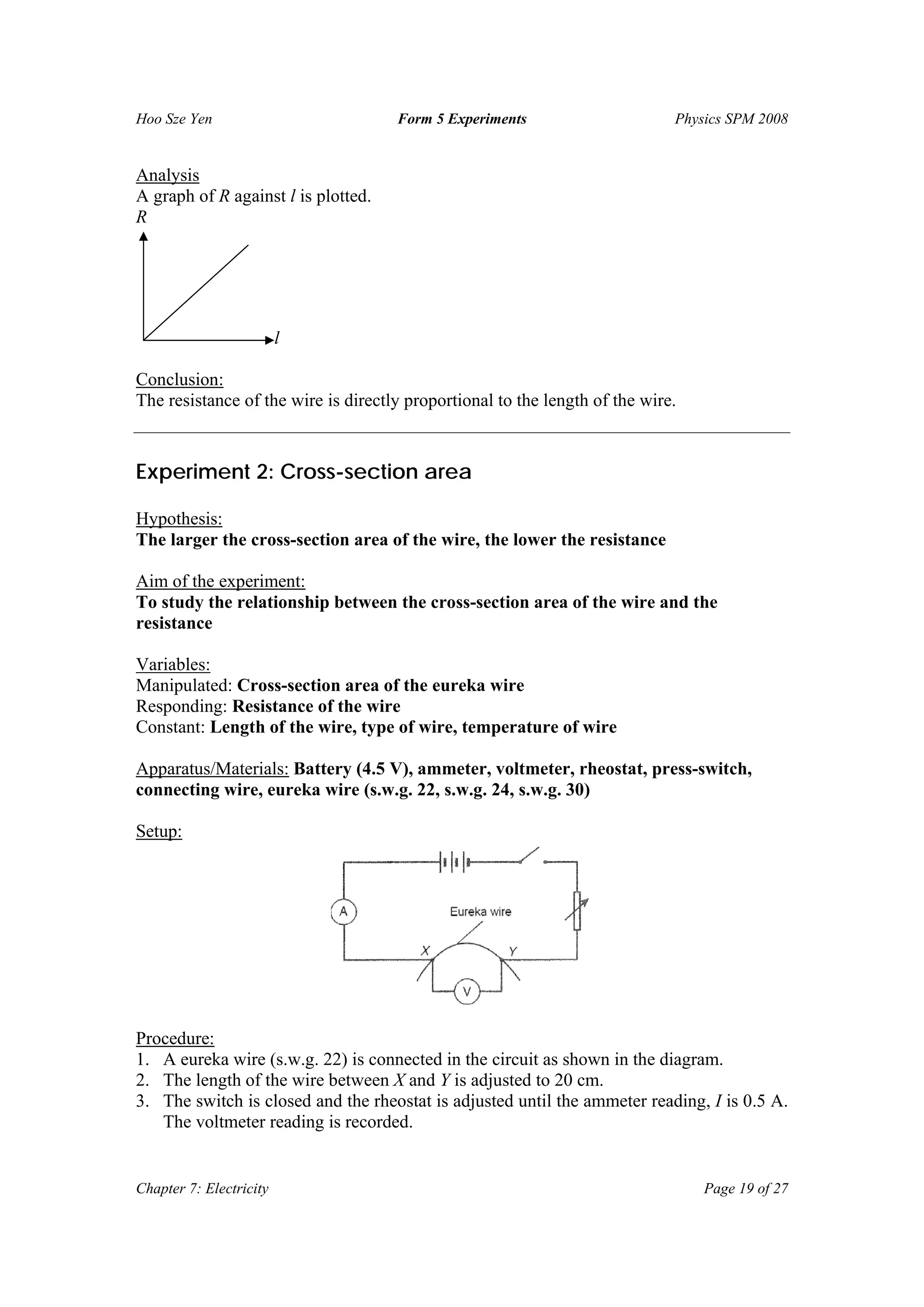 F5 Physics Experiment List | PDF