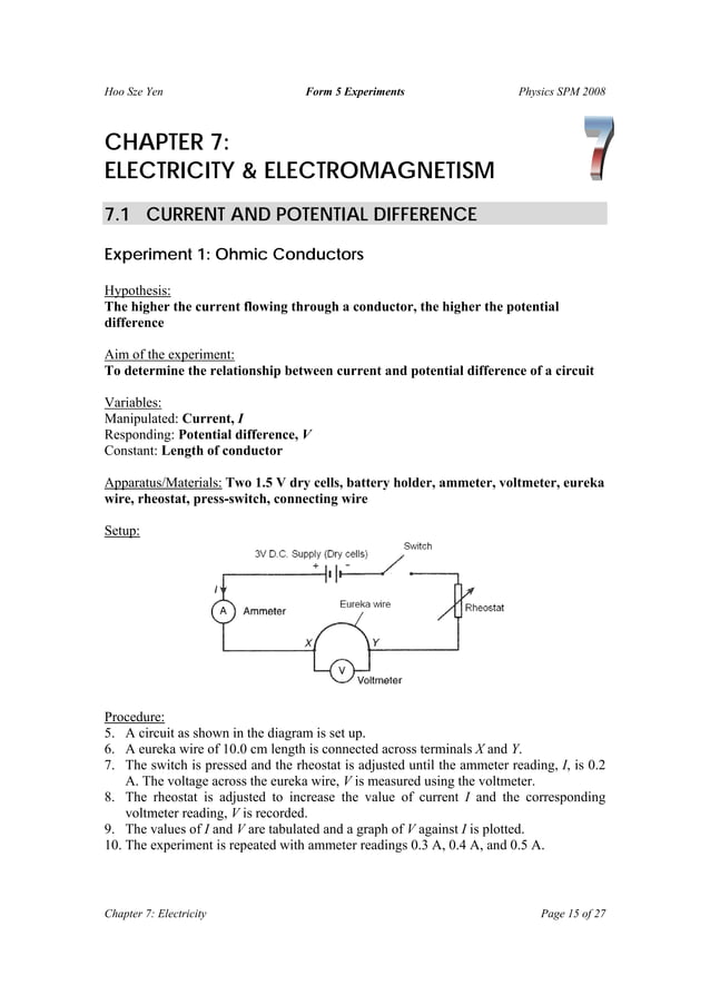 F5 Physics Experiment List | PDF | Physics | Science