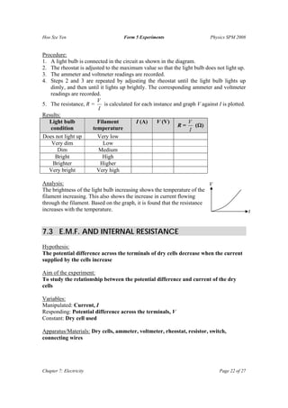 F5 Physics Experiment List | PDF