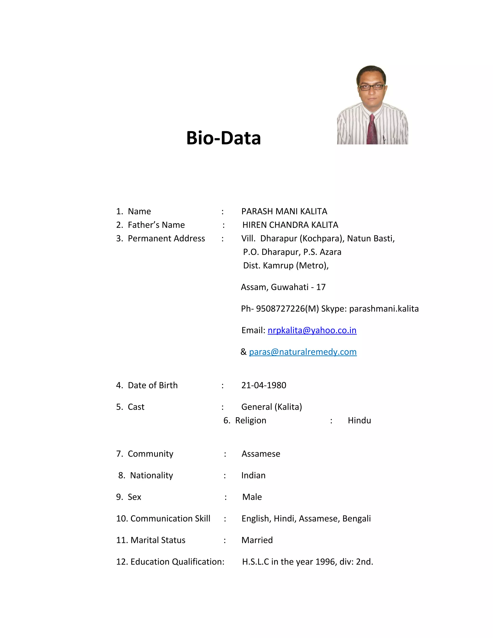 Parash Bio-Data | DOC