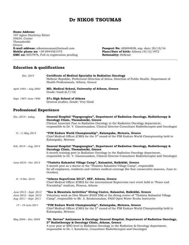 CURRICULUM VITAE EN | DOC | Physical Therapy | Wellness