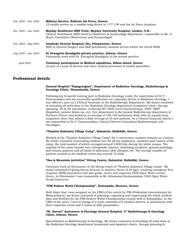 CURRICULUM VITAE EN | DOC | Physical Therapy | Wellness