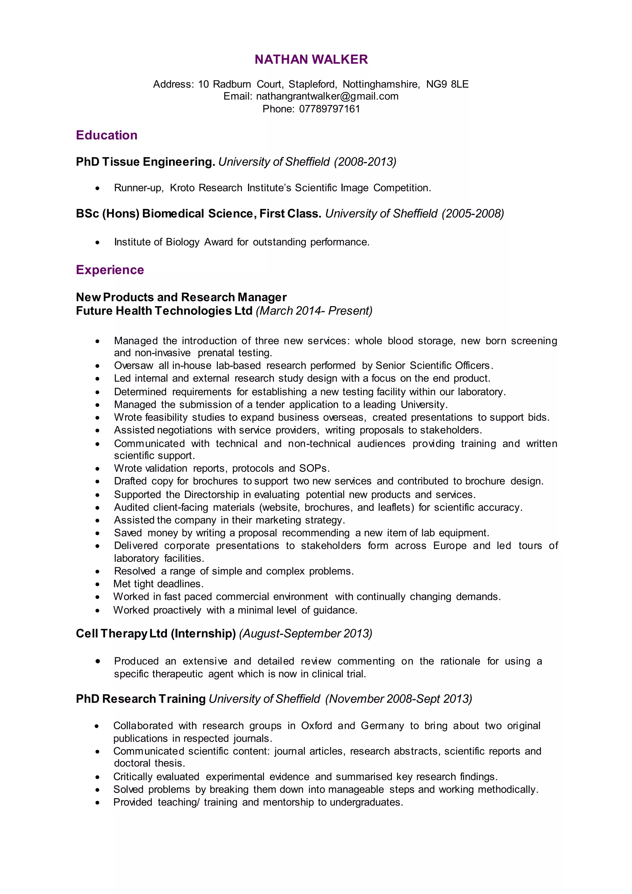 Nathan Walker CV v4 | PDF