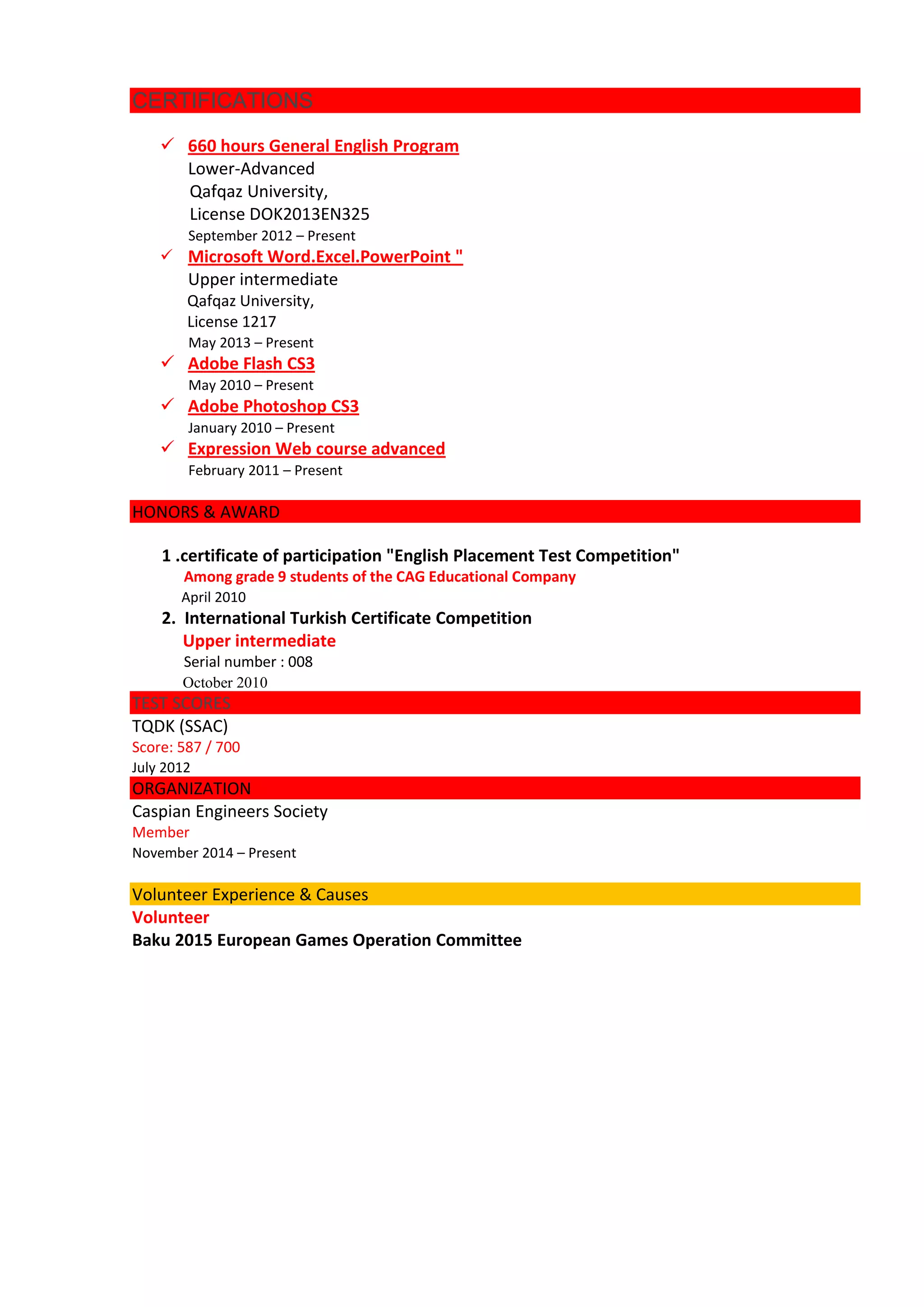 cv Asif ismayilov | PDF