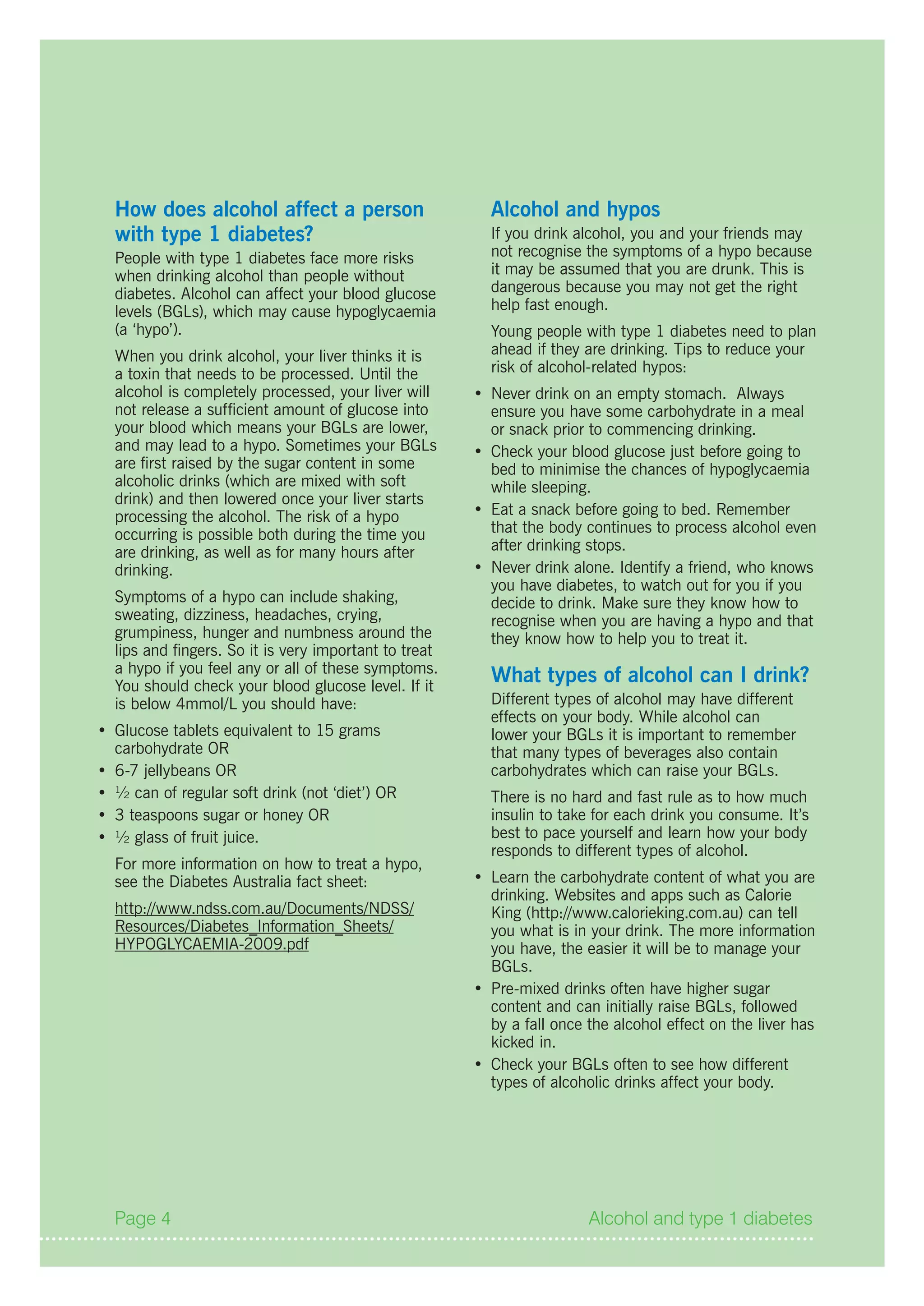 F5 ndss alcohol and type 1 diabetes | PDF