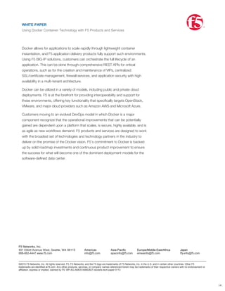 Using Docker container technology with F5 Networks products and services | PDF