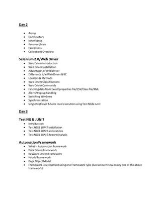 Selenium training course_content_3_days | DOCX