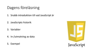HT16 - DA156A - Introduktion till JavaScript | PPT