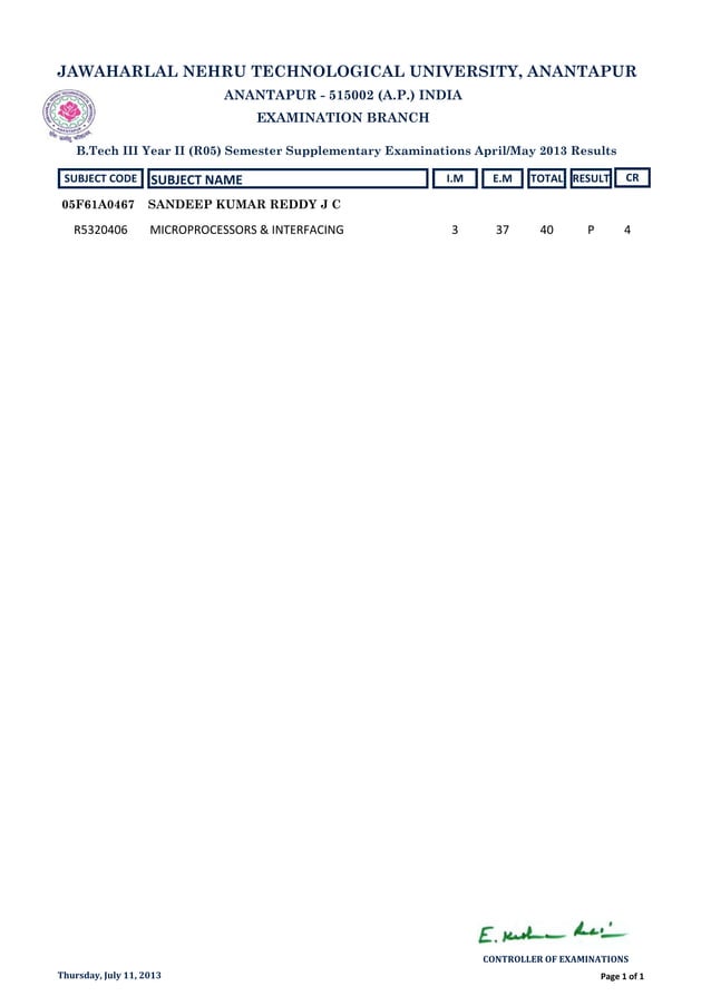 III B.TECH. II SEM R05 SUPPLE. APRIL 2013 | PDF