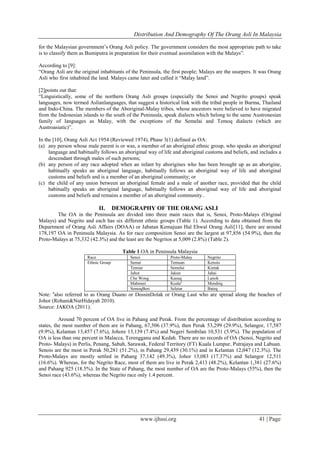 Distribution and Demography of the Orang Asli in Malaysia | PDF