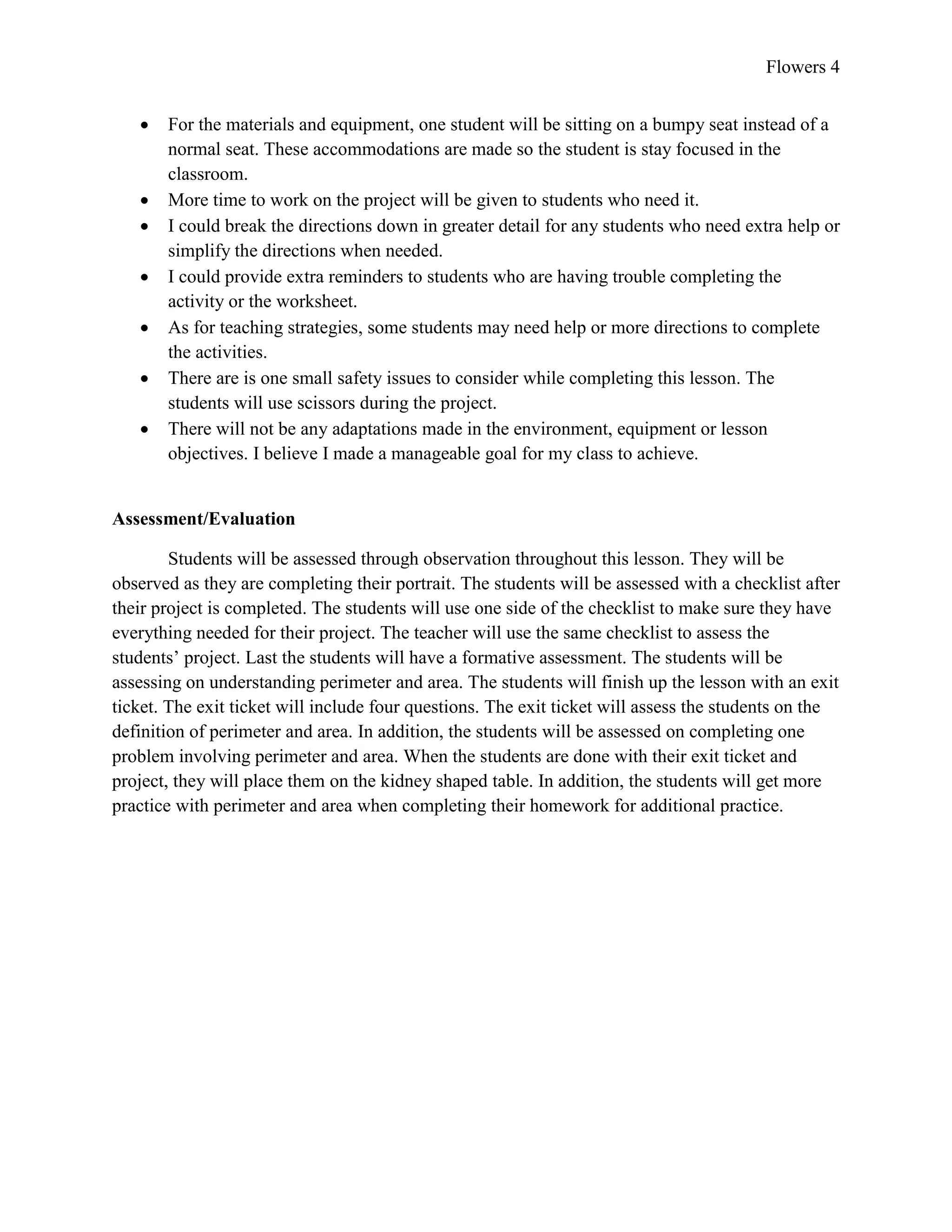 Perimeter and Area People Lesson Plan M FLowers | PDF