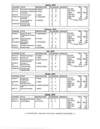 RCC Unofficial Transcript | PDF
