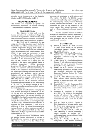 Valorization of an industrial waste (sludge) as an artificial pozzolan ...