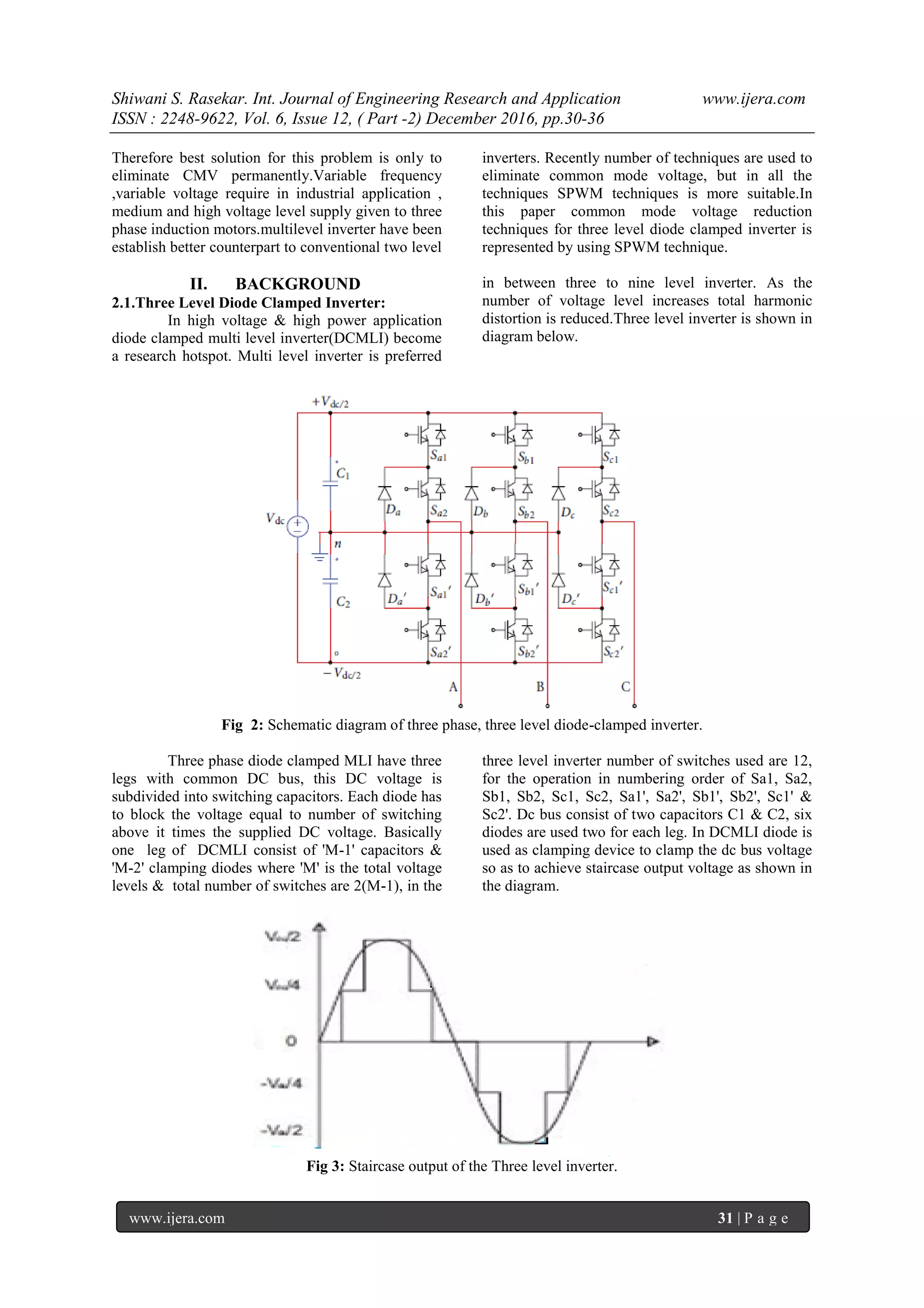 Common Mode Voltage Control In Three Level Diode Clamped Inverter Pdf