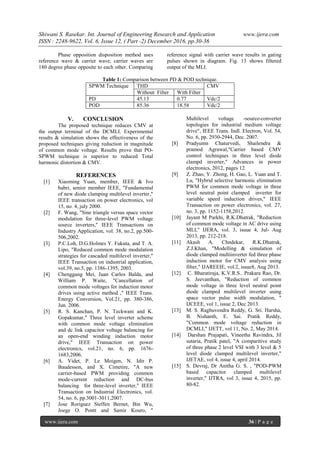 Common Mode Voltage Control in Three Level Diode Clamped Inverter | PDF