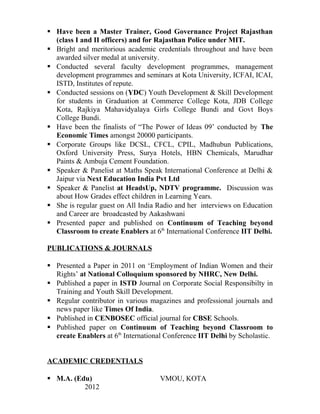 Sapna Agrawal Profile Jan 2017 | DOC