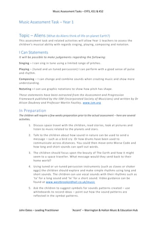 EYFS_KS1_KS2_Music Assessment Tasks - John Oates | PDF