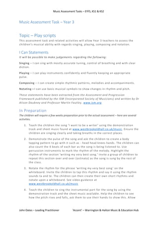 EYFS_KS1_KS2_Music Assessment Tasks - John Oates | PDF