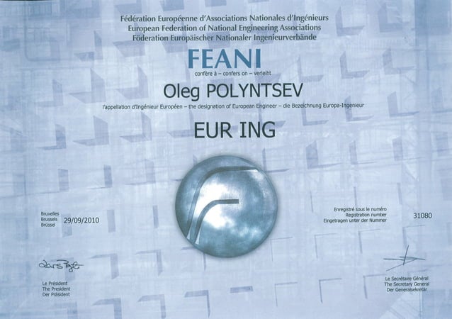 EurIngCERTIFICATE | PDF