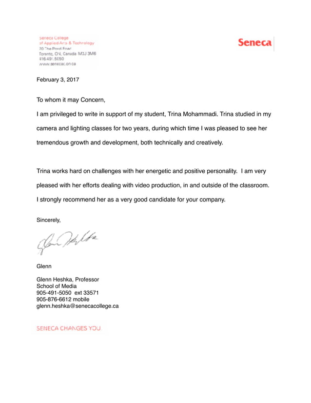 Recommendation letter Trina Mohammadi | PDF