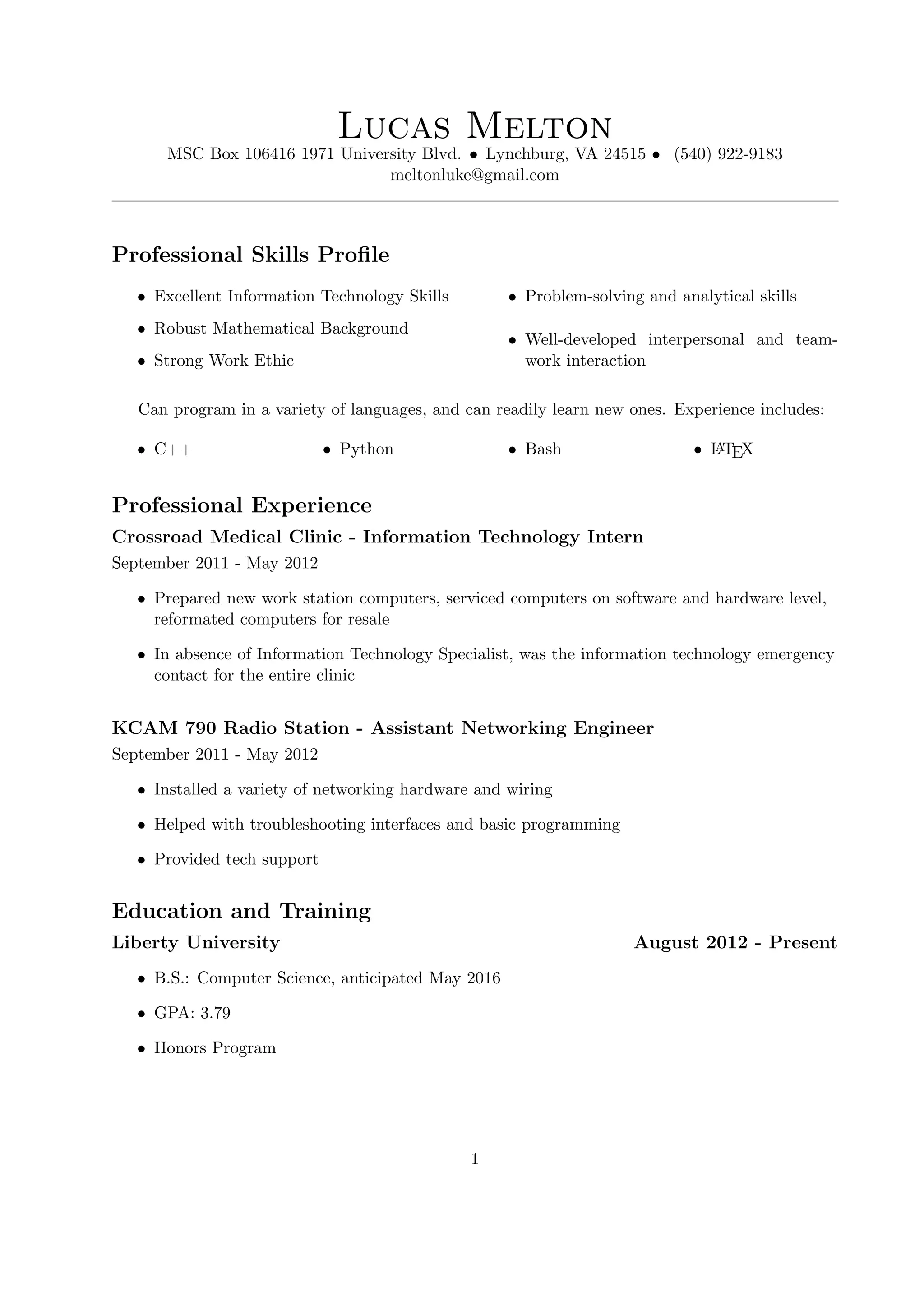 Lucas Melton Resume 2 | PDF | Computing | Technology & Computing