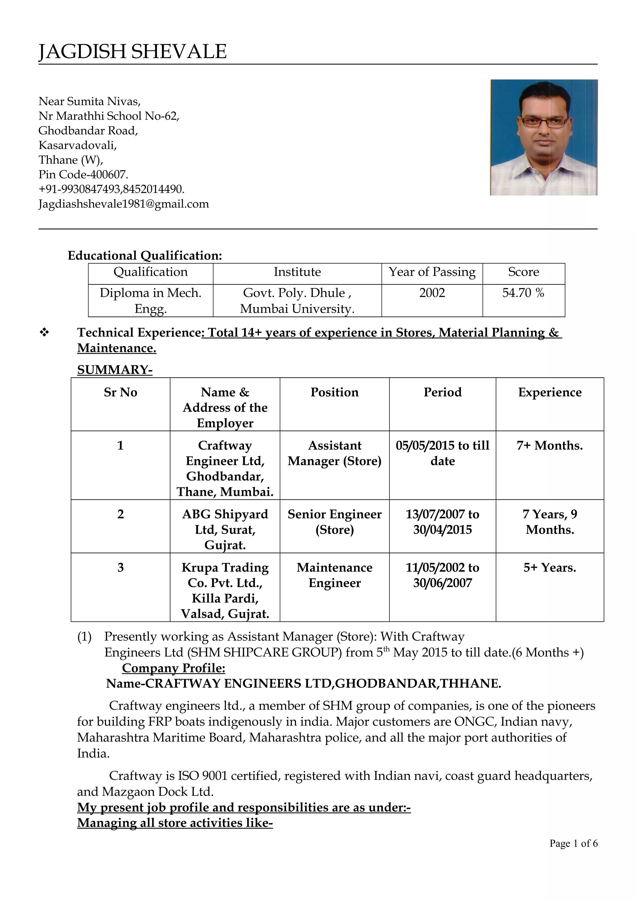 JAGDISH Resume | DOC