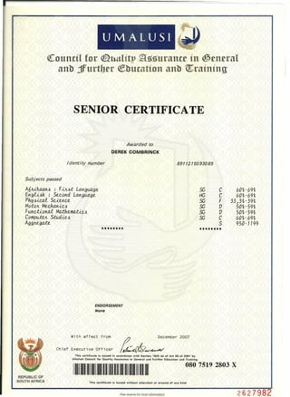 Matric Certificate | PDF