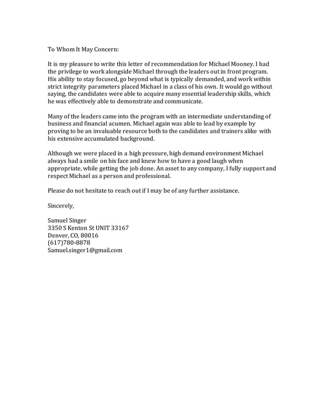 Letter of Recommendation Walmart (1) | DOCX | Business Administration ...