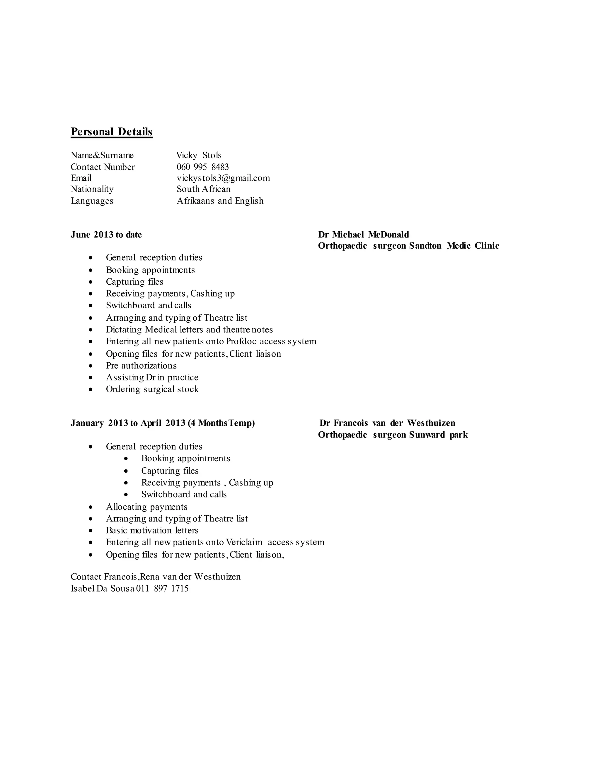 VICKY STOLS CV | PDF