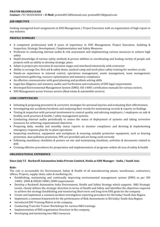 Resume Pratim Brahmachari | PDF