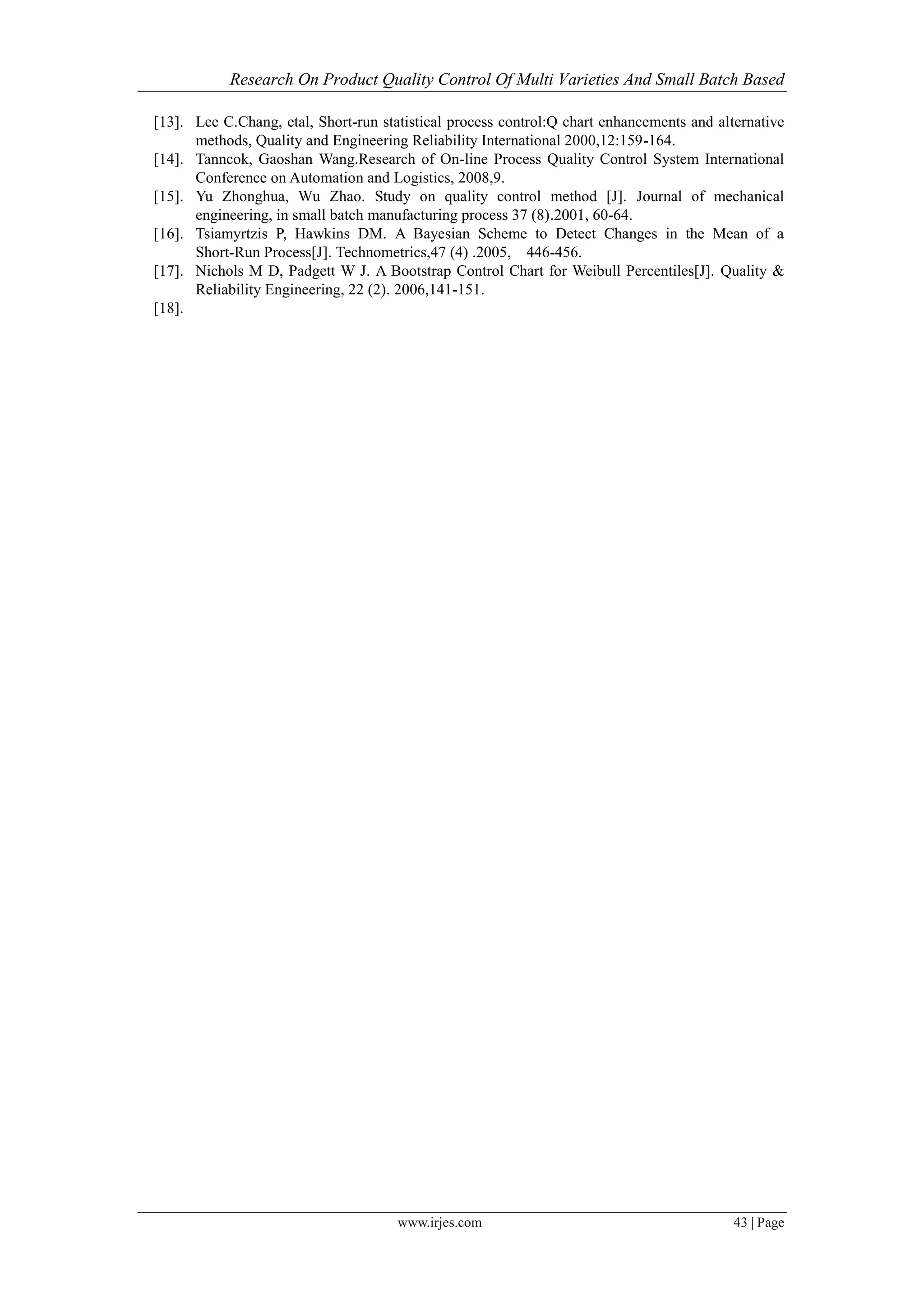Research on product quality control of multi varieties and small batch based on Bayesian theory ...