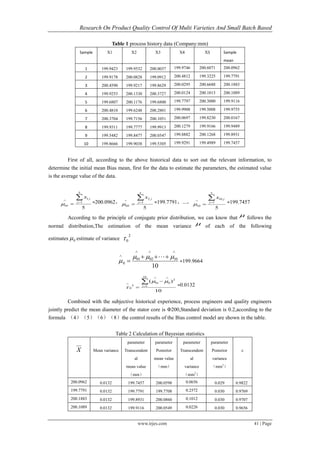 Research on product quality control of multi varieties and small batch based on Bayesian theory ...