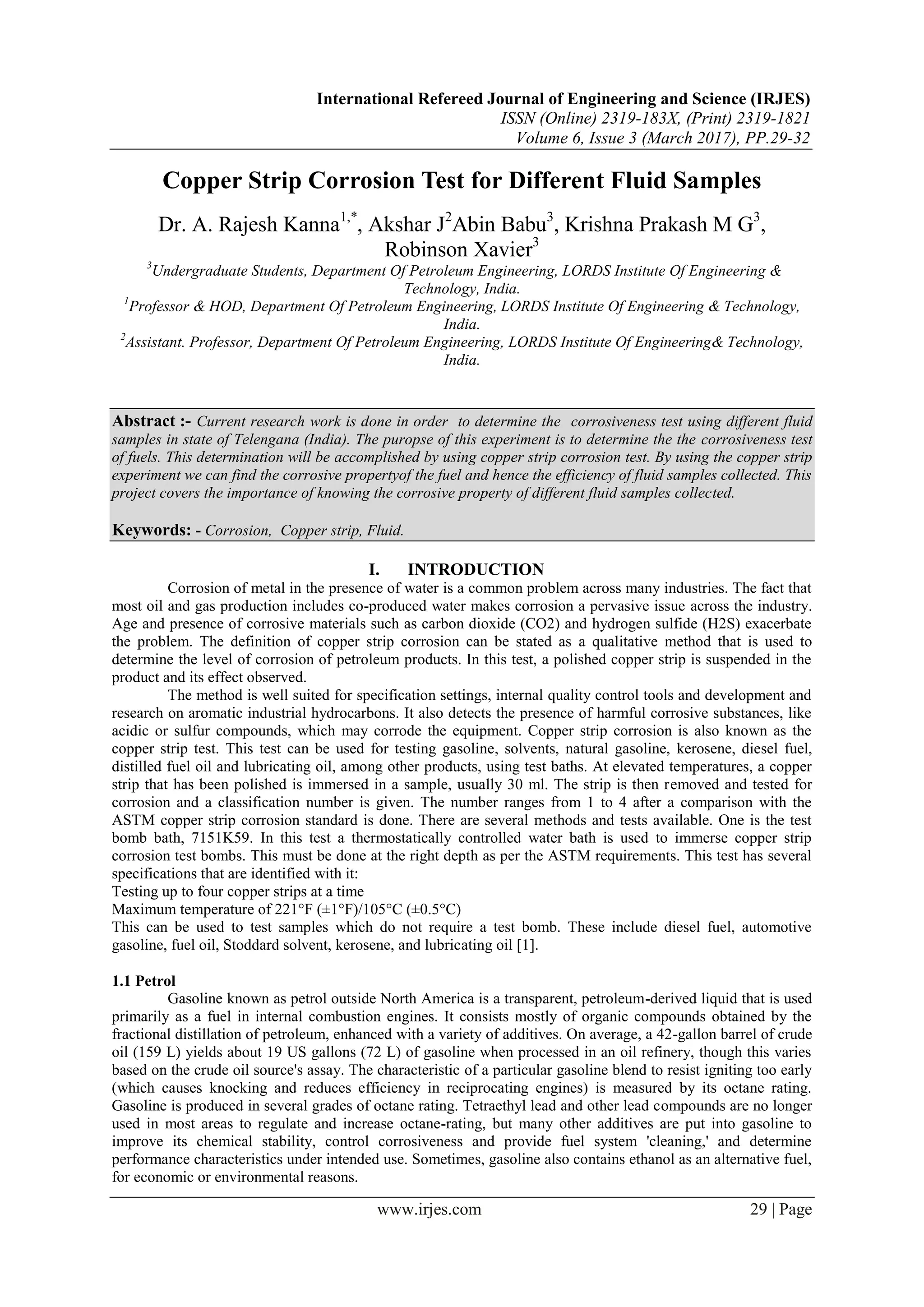 Copper Strip Corrosion Test for Different Fluid Samples | PDF