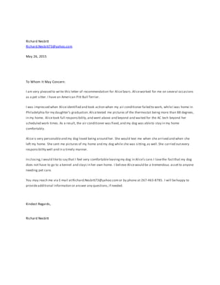 Richard Pet Reference | PDF