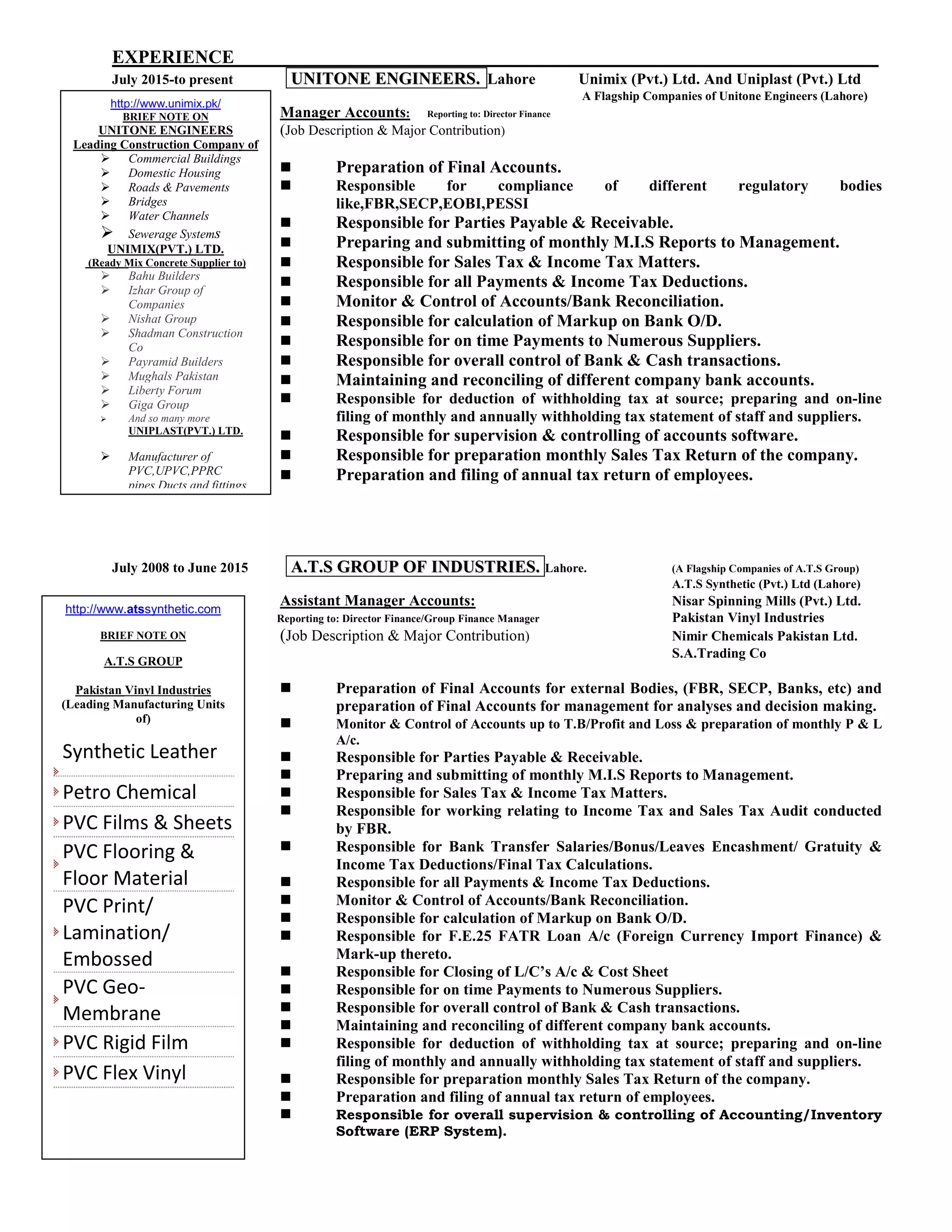 CV Rana Riasat Ali[D] _1_ | PDF | Business Accounting & Finance | Business