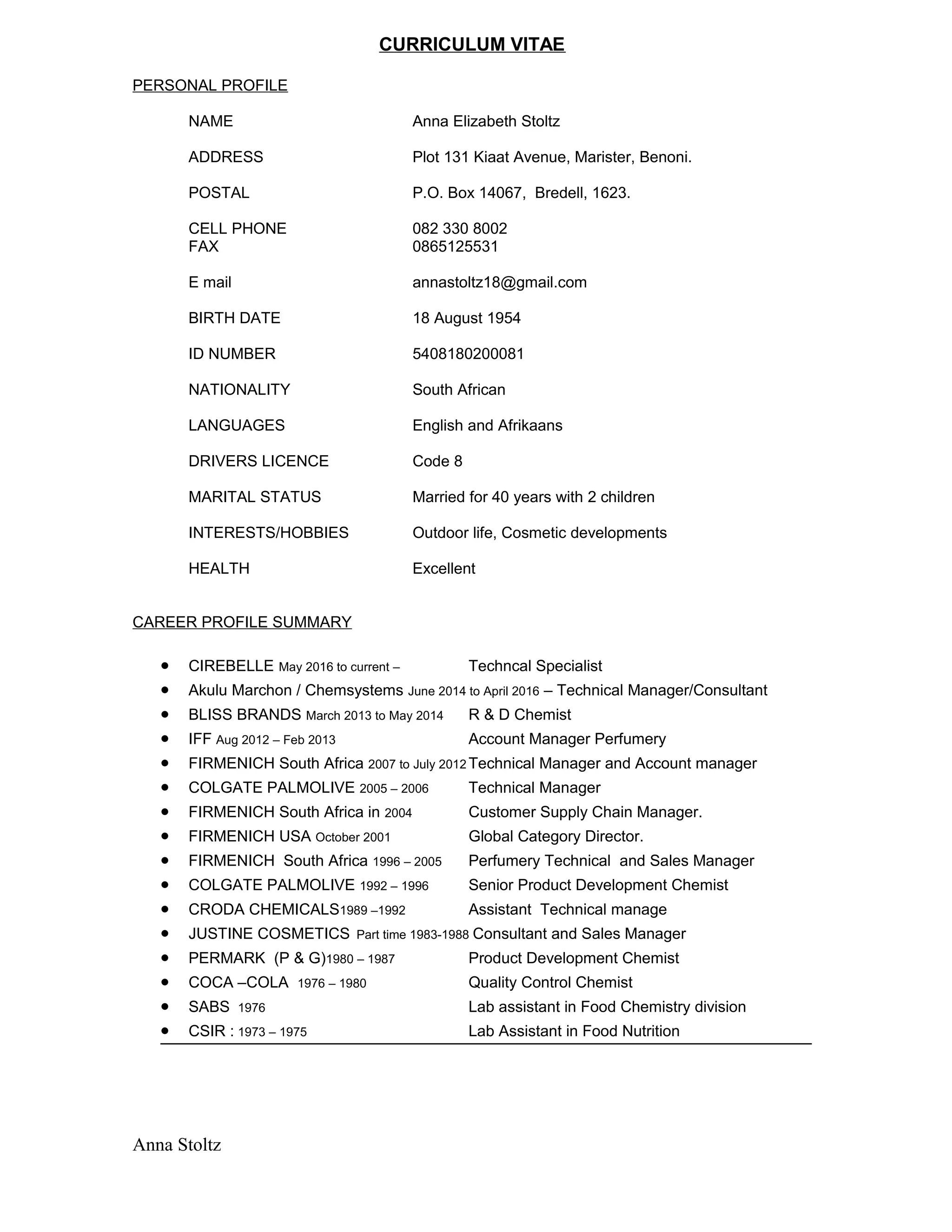 Anna CV February 2017 | DOC