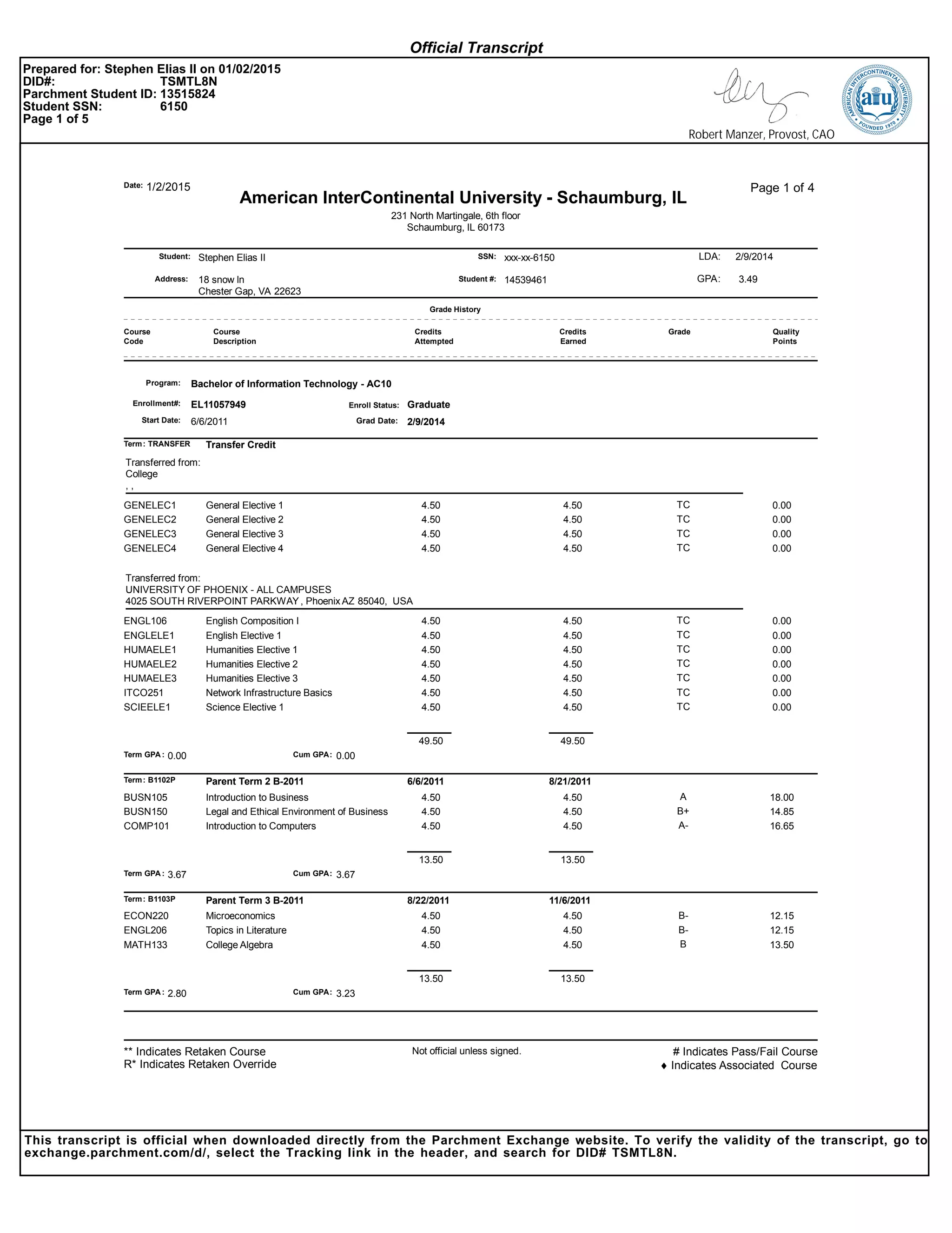 school transcript | PDF