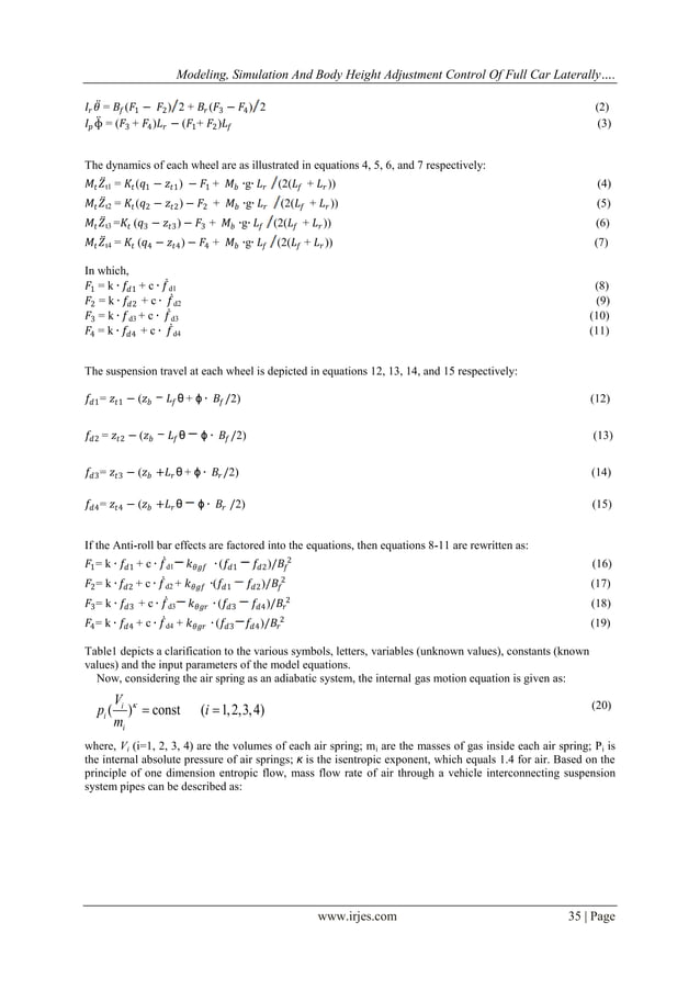 Modeling, Simulation and Body Height Adjustment Control of Full Car ...