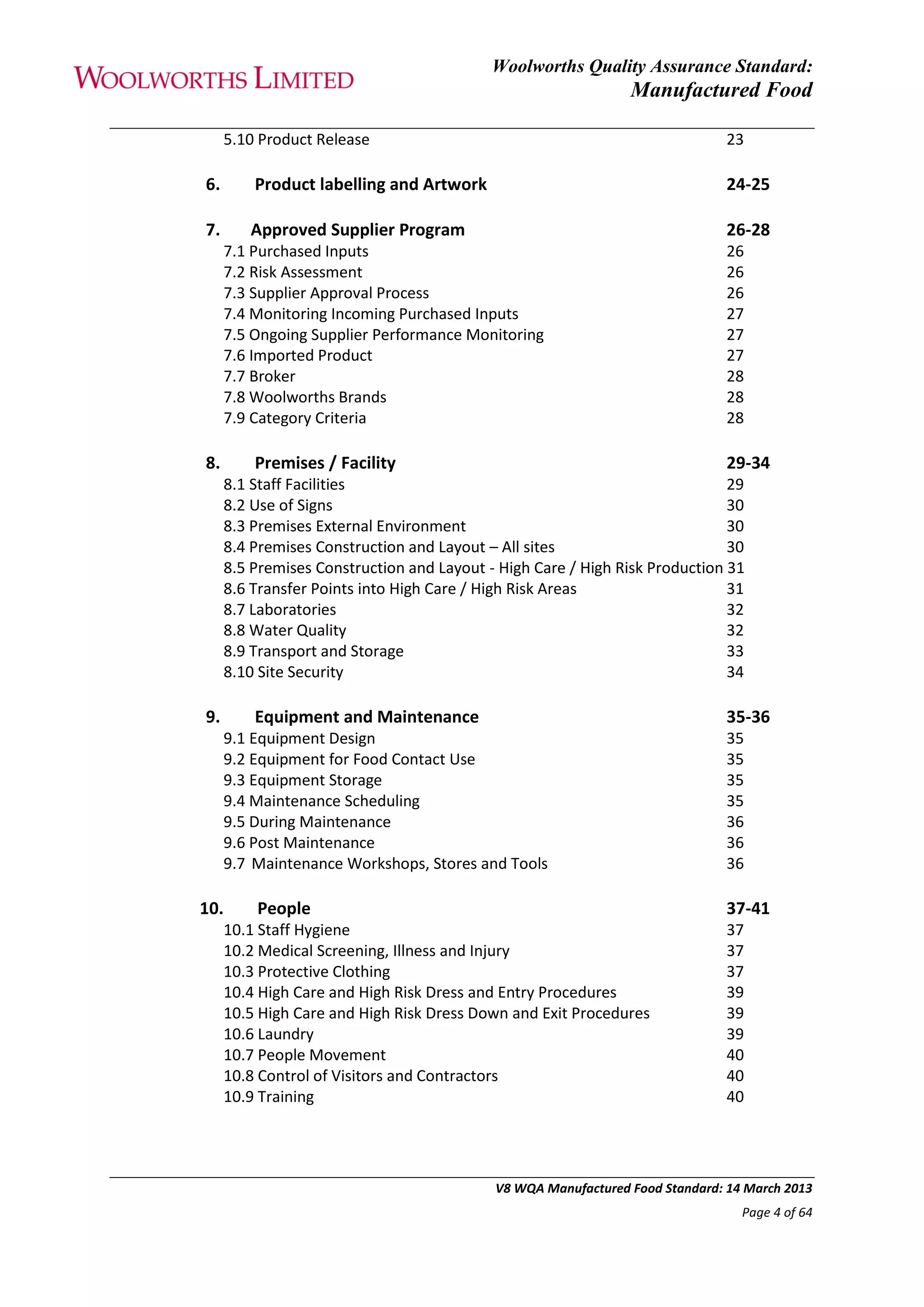 2.4.13+WQA+Manufactured+Food+Standard+Version+8 | PDF