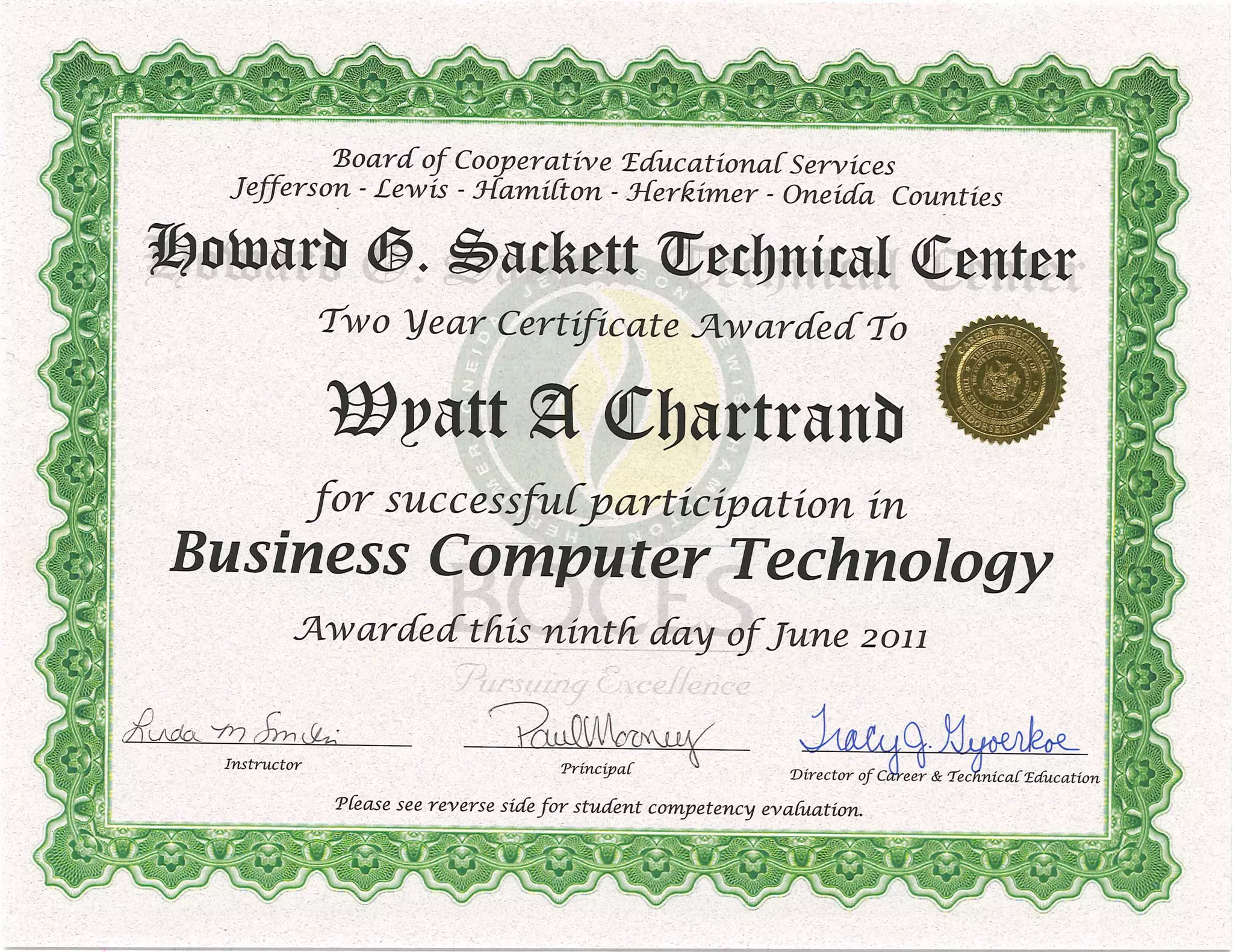 BOCES Certificate of Completion Diploma (Front)_WC | PDF | Graduation ...