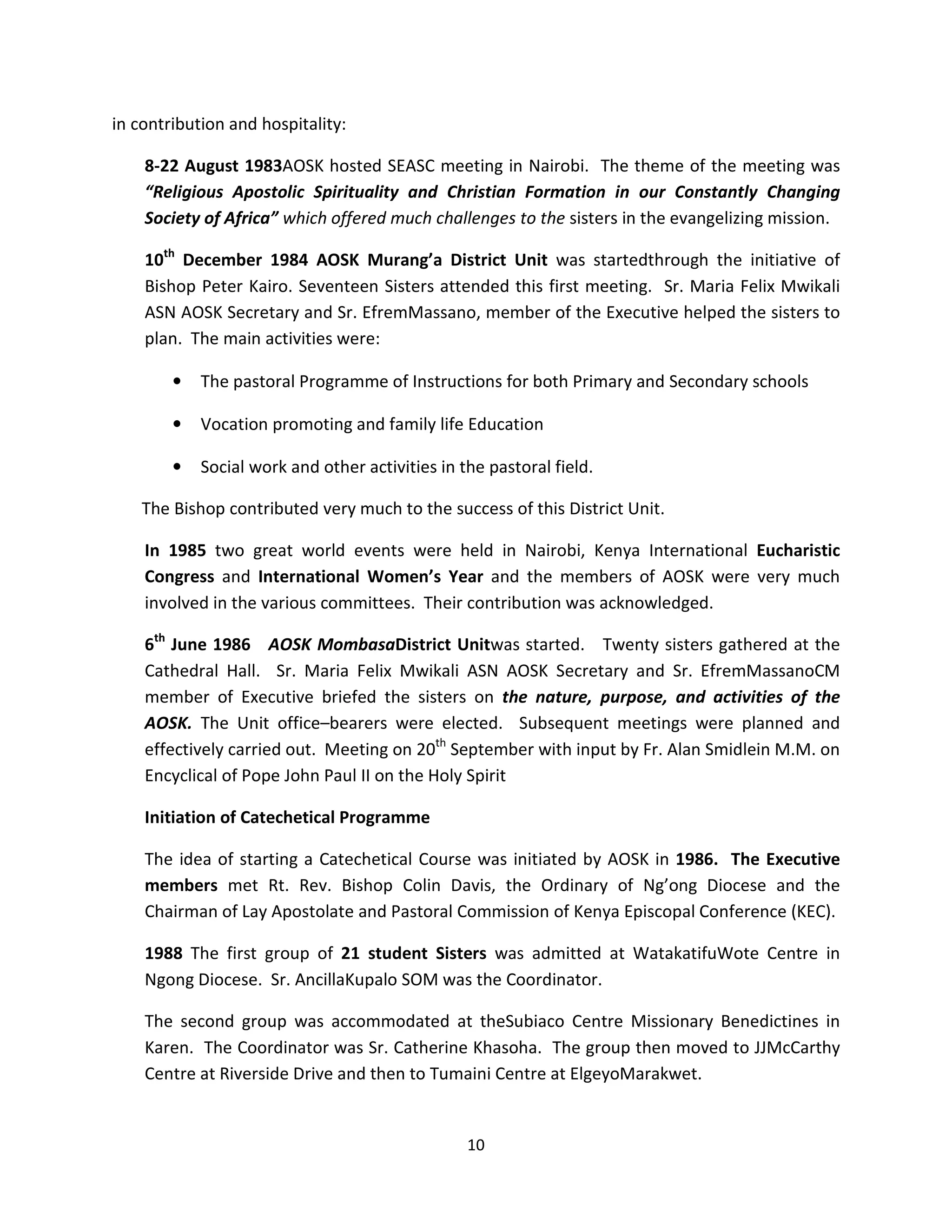 STORY OF ASSOCIATION OF SISTERHOODS OF KENYA 2012 | PDF
