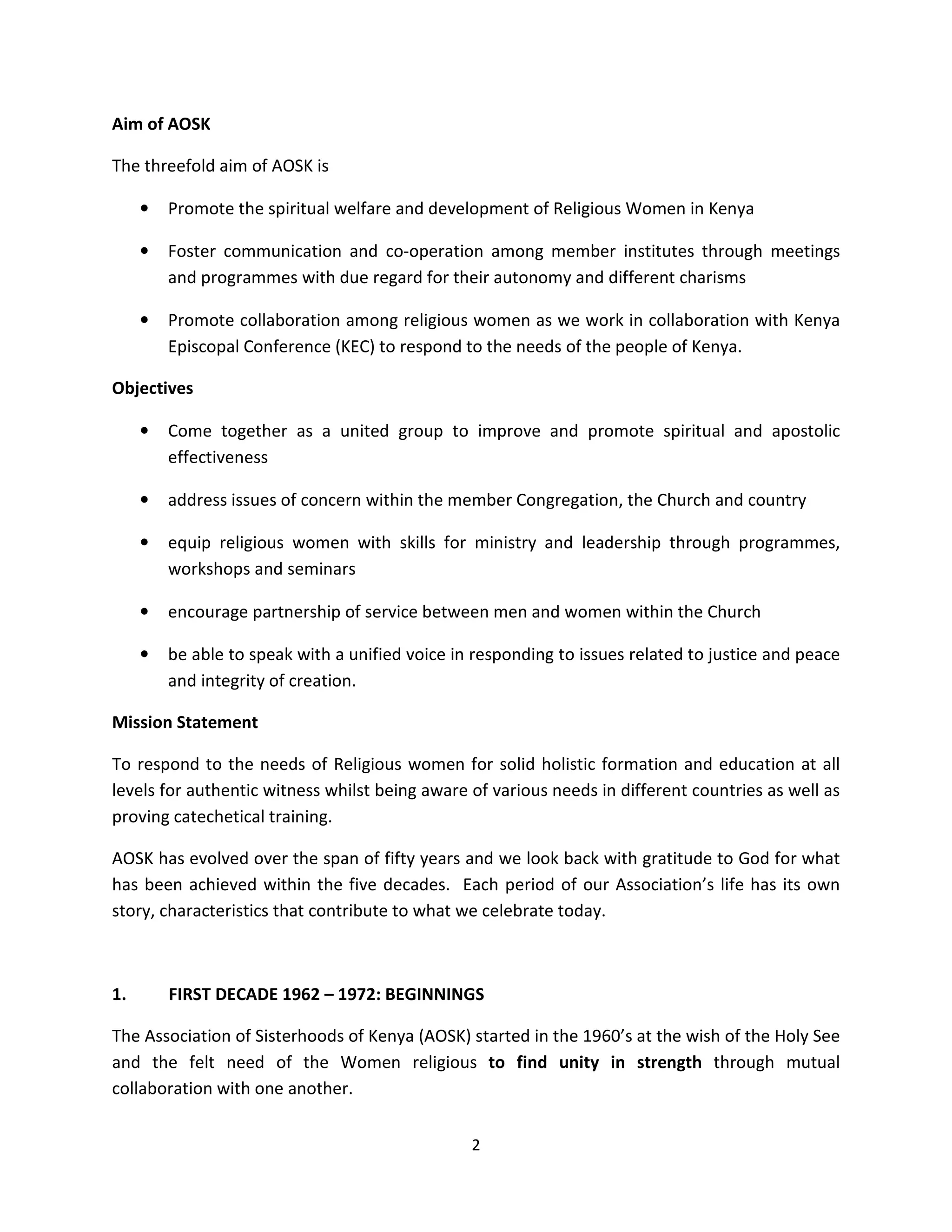STORY OF ASSOCIATION OF SISTERHOODS OF KENYA 2012 | PDF