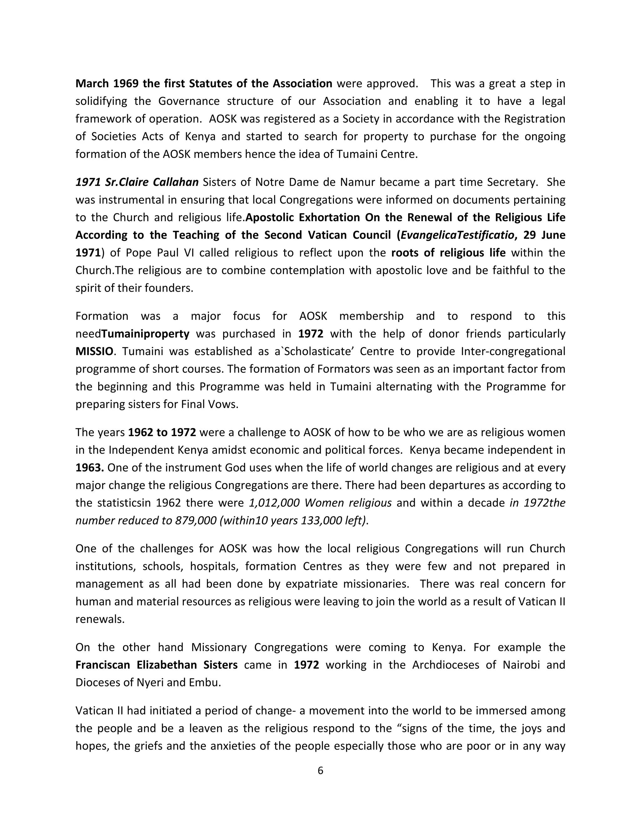 STORY OF ASSOCIATION OF SISTERHOODS OF KENYA 2012 | PDF