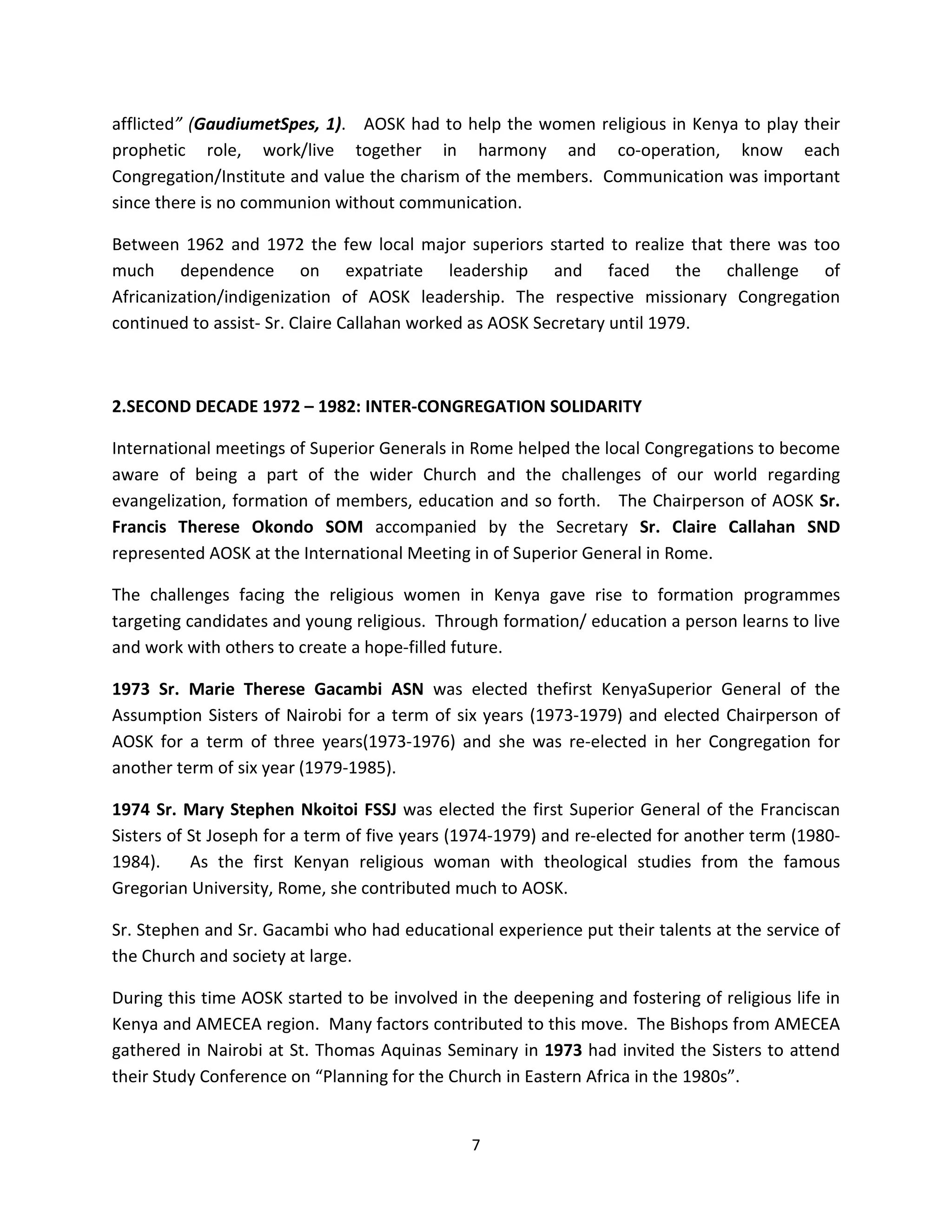 STORY OF ASSOCIATION OF SISTERHOODS OF KENYA 2012 | PDF