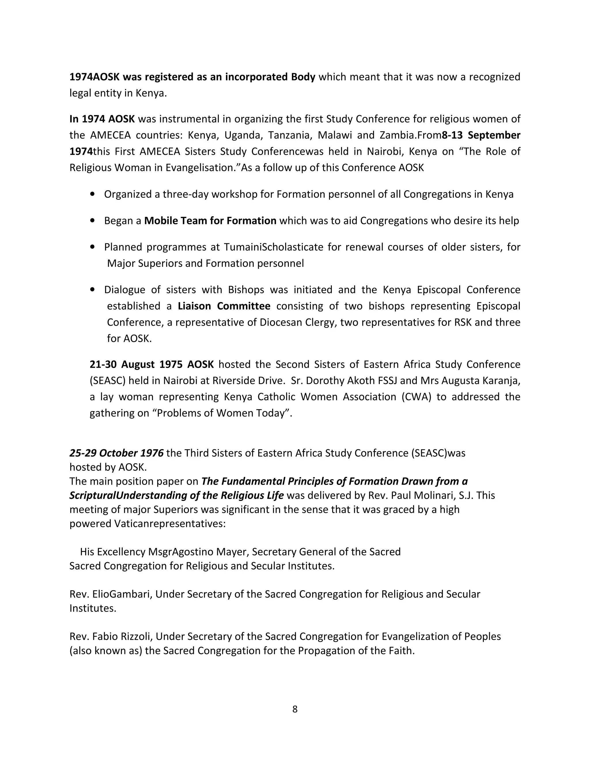 STORY OF ASSOCIATION OF SISTERHOODS OF KENYA 2012 | PDF