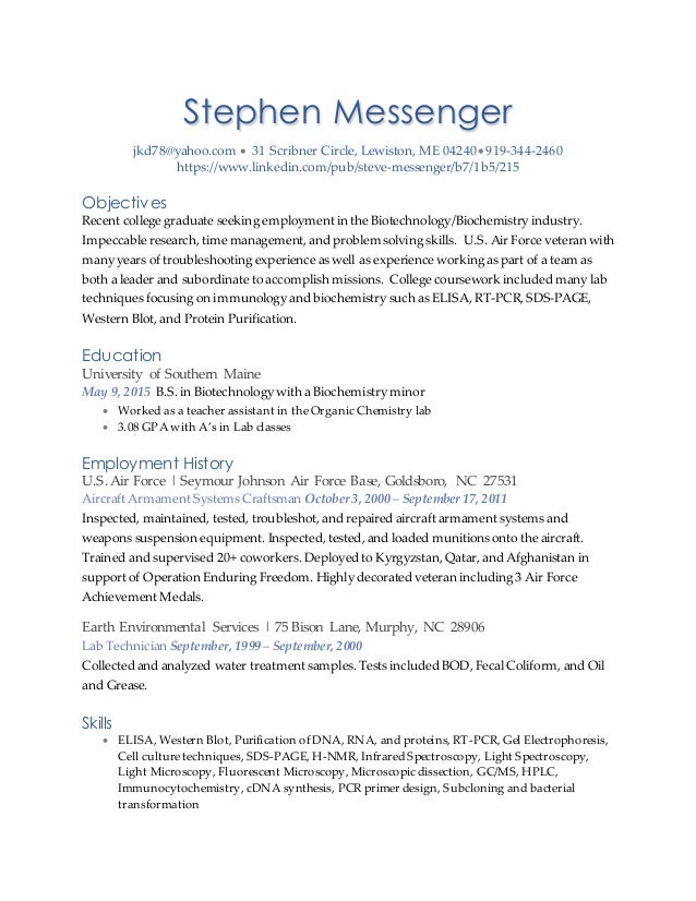 Messenger resume