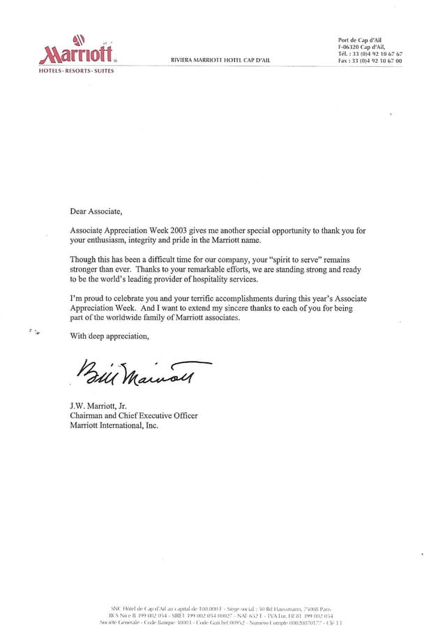 MARRIOTT Thank U note 2003 | PDF
